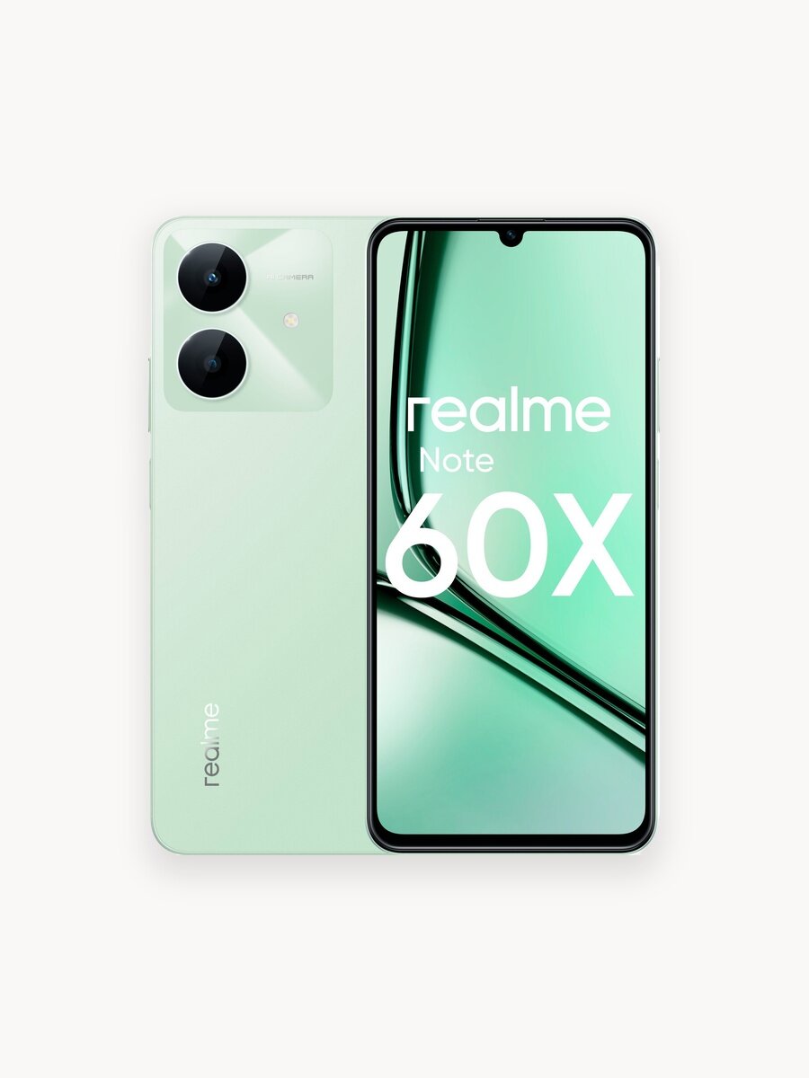Смартфон realme Note 60x 3/64 ГБ RU, Dual nano SIM, Android 14, зеленый