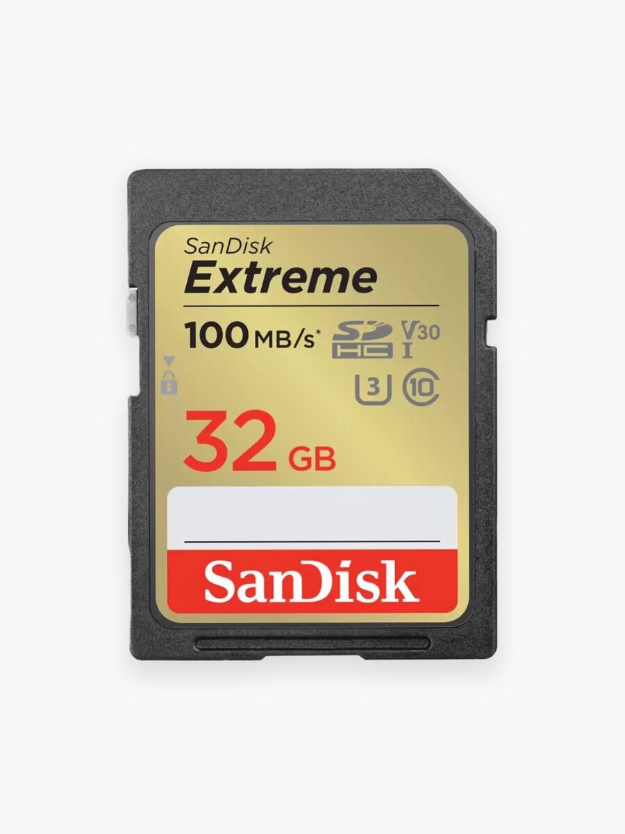 Карта памяти SanDisk Extreme SDXC 32 ГБ Class 10 UHS-I U3 V30 (R/W 100/60 Mb/s)