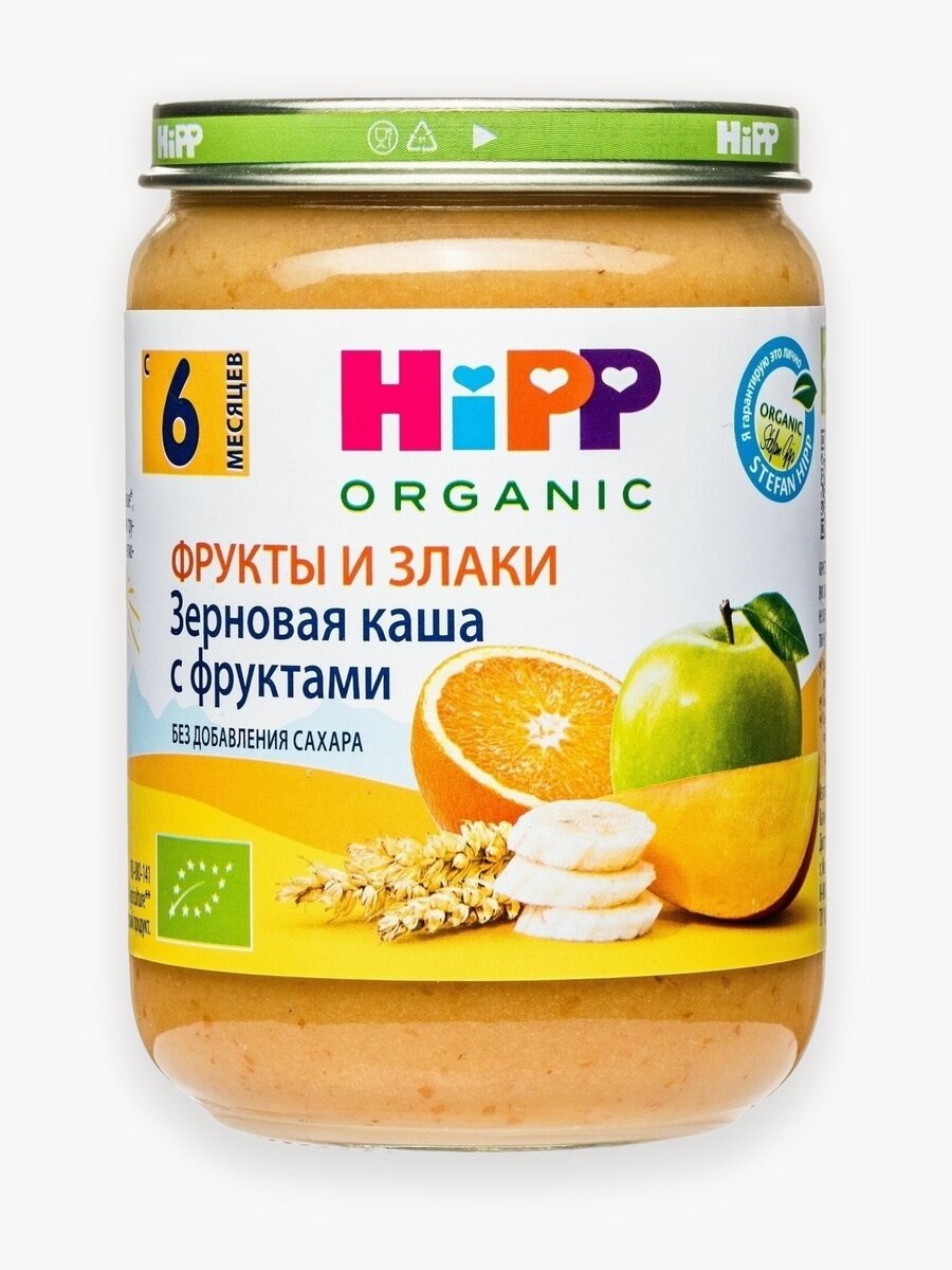 Органическая зерновая каша с фруктами, пюре, с 6 месяцев, 190г/1шт
