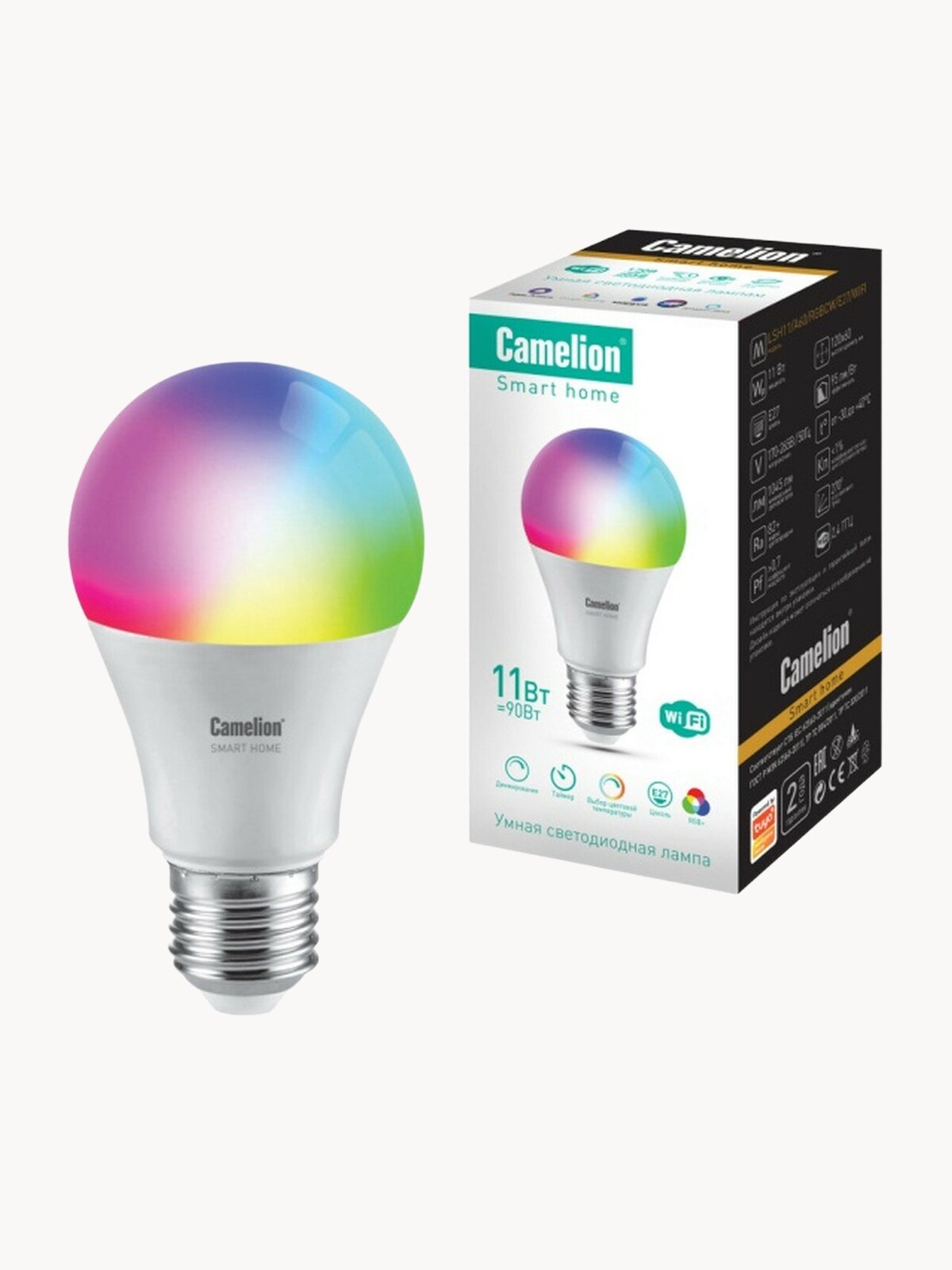 Умная светодиодная лампа Camelion 11W E27 A60 Wi-Fi