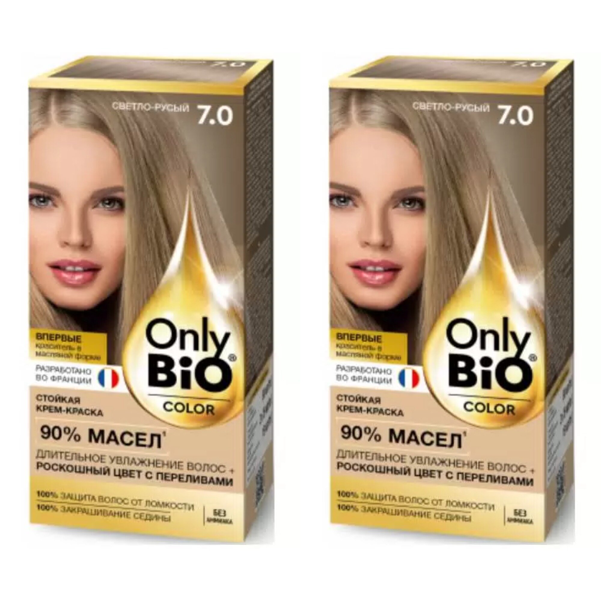 Краска для волос фитокосметик, Кремовая, стойкая, Only Bio color, тон 7.0 Светло-русый, 115 мл, 2 шт