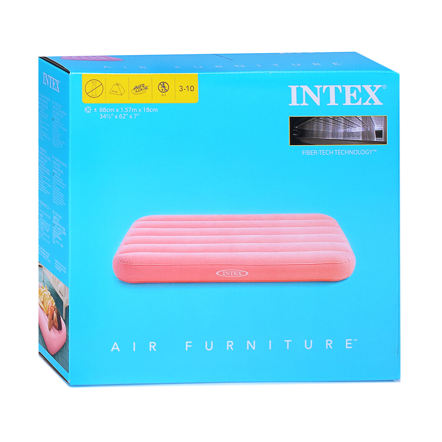 Надувная кровать Kidz с технологией Fiber-Tech, 88х157х18см, 66803NP INTEX