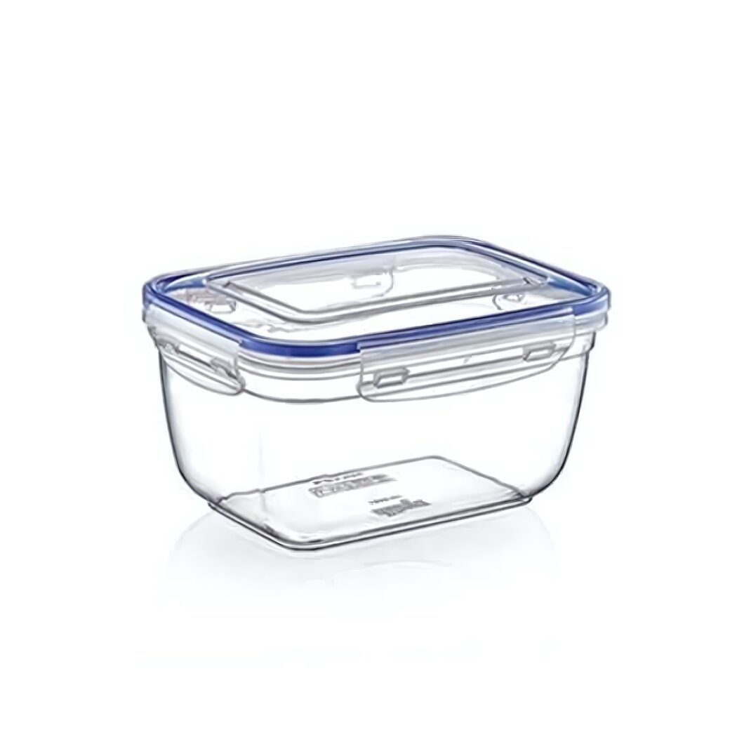 Герметичный контейнер для хранения еды, 3000 мл, прямоугольный, прозрачный пластик, синяя крышка