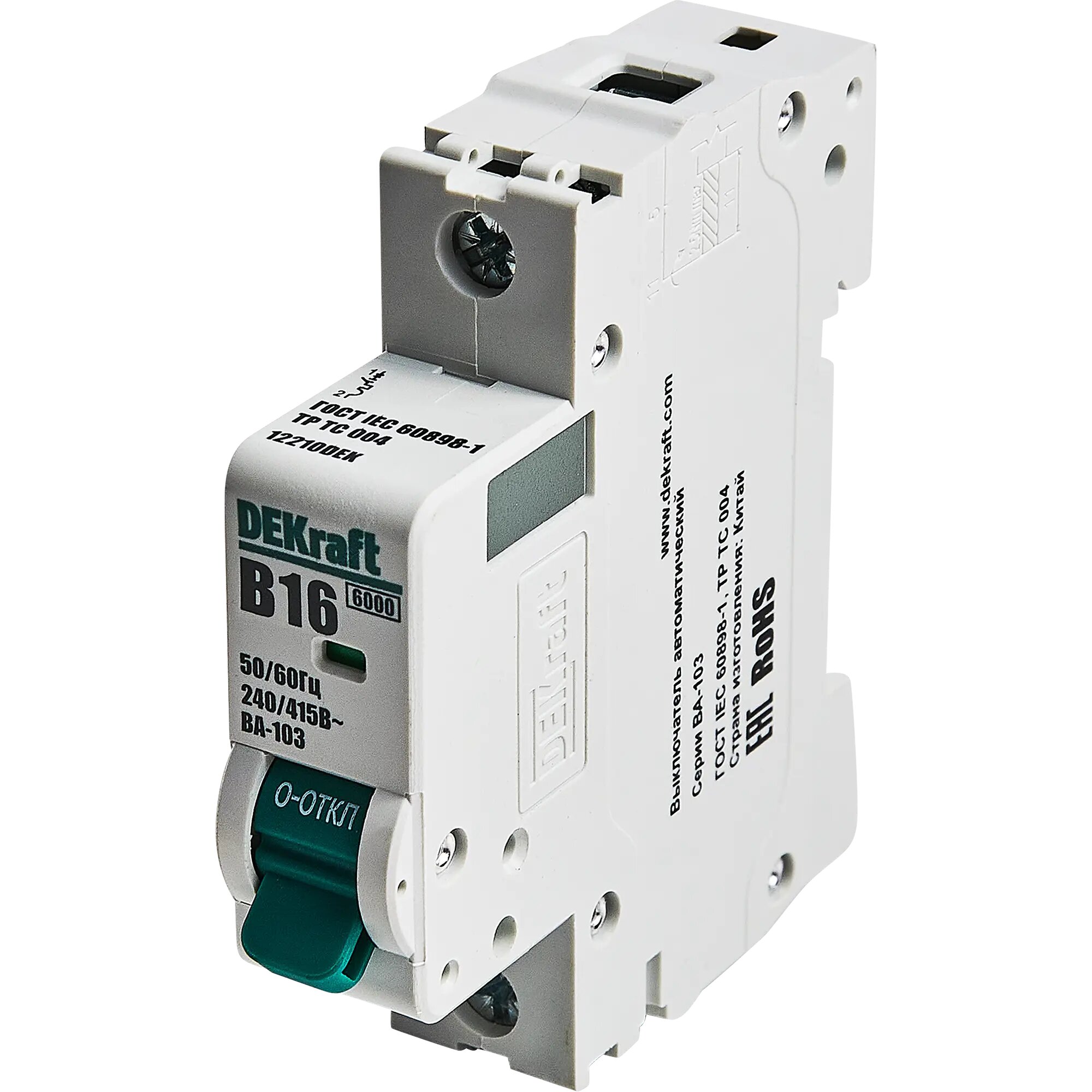 Dekraft ВА-103 1P B16 A 6 кА 12209DEKоднополюсный автоматический выключатель