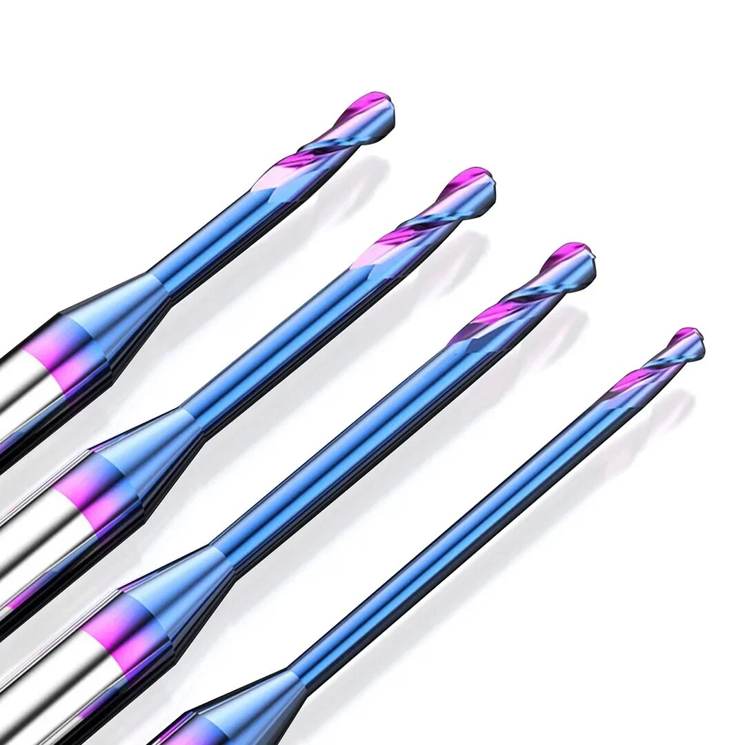 HRC55 HRC65 Твердосплавные концевые фрезы с длинным горлышком и шариковым носом Фреза с ЧПУ Фреза Фреза Нож R0.15 R1 Кневые фрезы HRC65 2F, R1.0x10x4x50mm