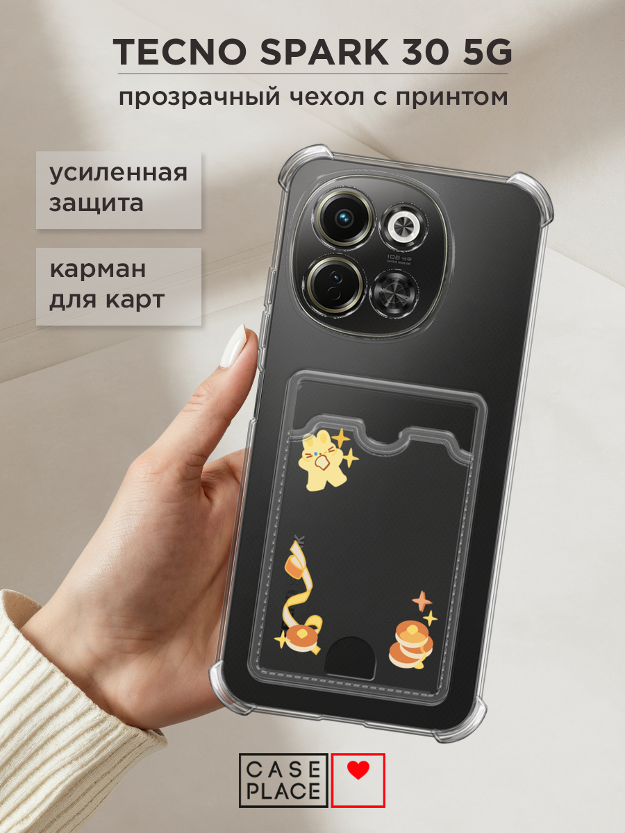 Чехол на Tecno Spark 30 5G (Текно Спарк 30 5G) с картой и принтом Корейский кролик