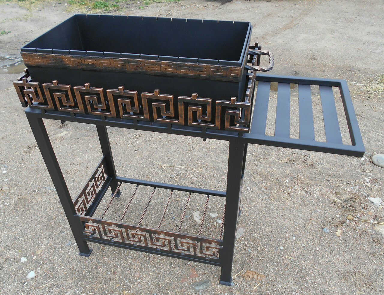Мангал кованый с дровницей и столиком, 3 мм, для дачи и дома, ручная работа Римские узоры