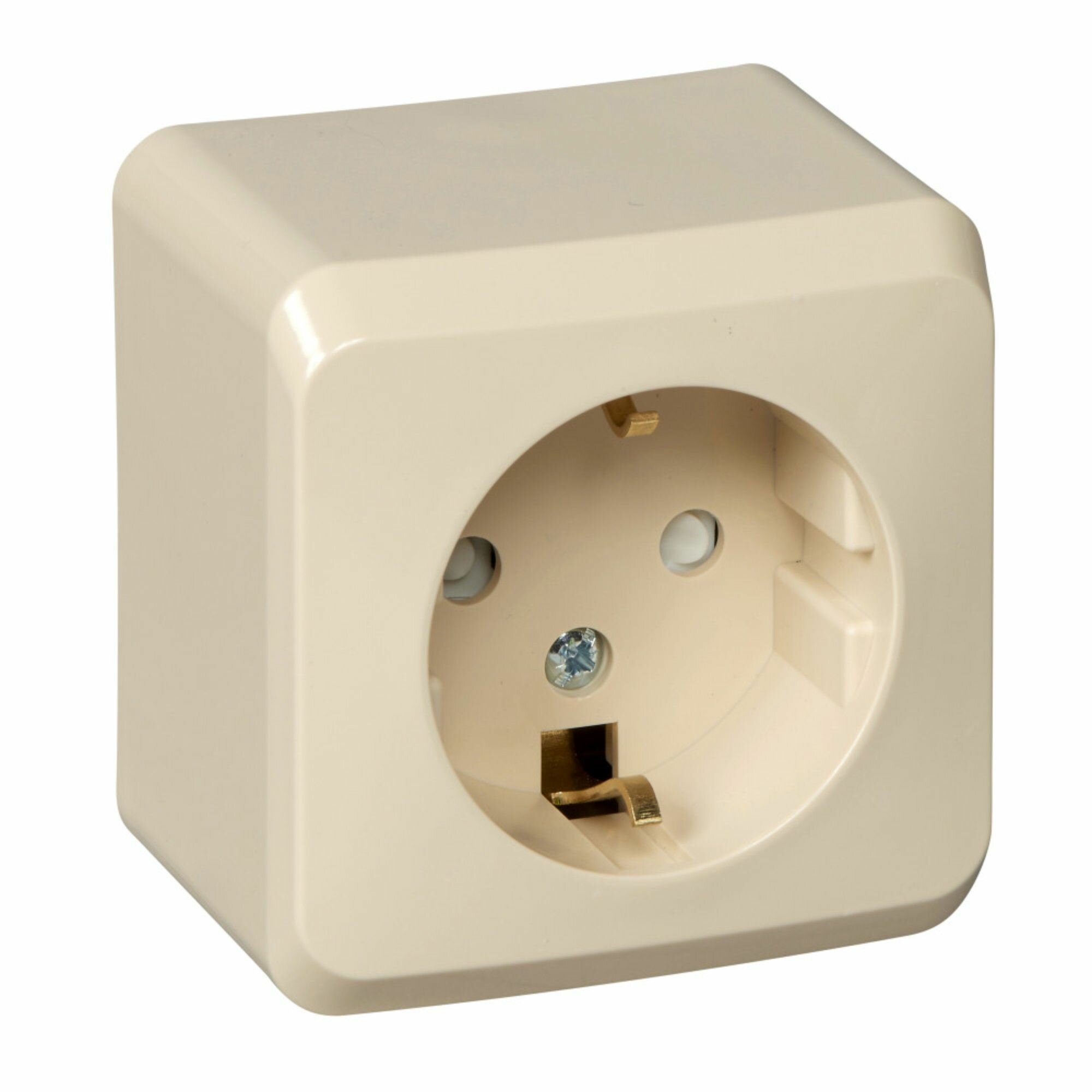 Розетка с заземлением со шторками Этюд кремовая Systeme Electric PA16-004K