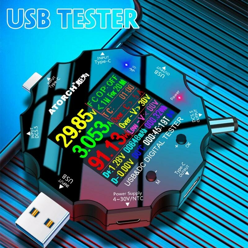 UD18 USB 3.0 18in1 USB-тестер DC цифровой вольтметр амперметр детектор напряжения -