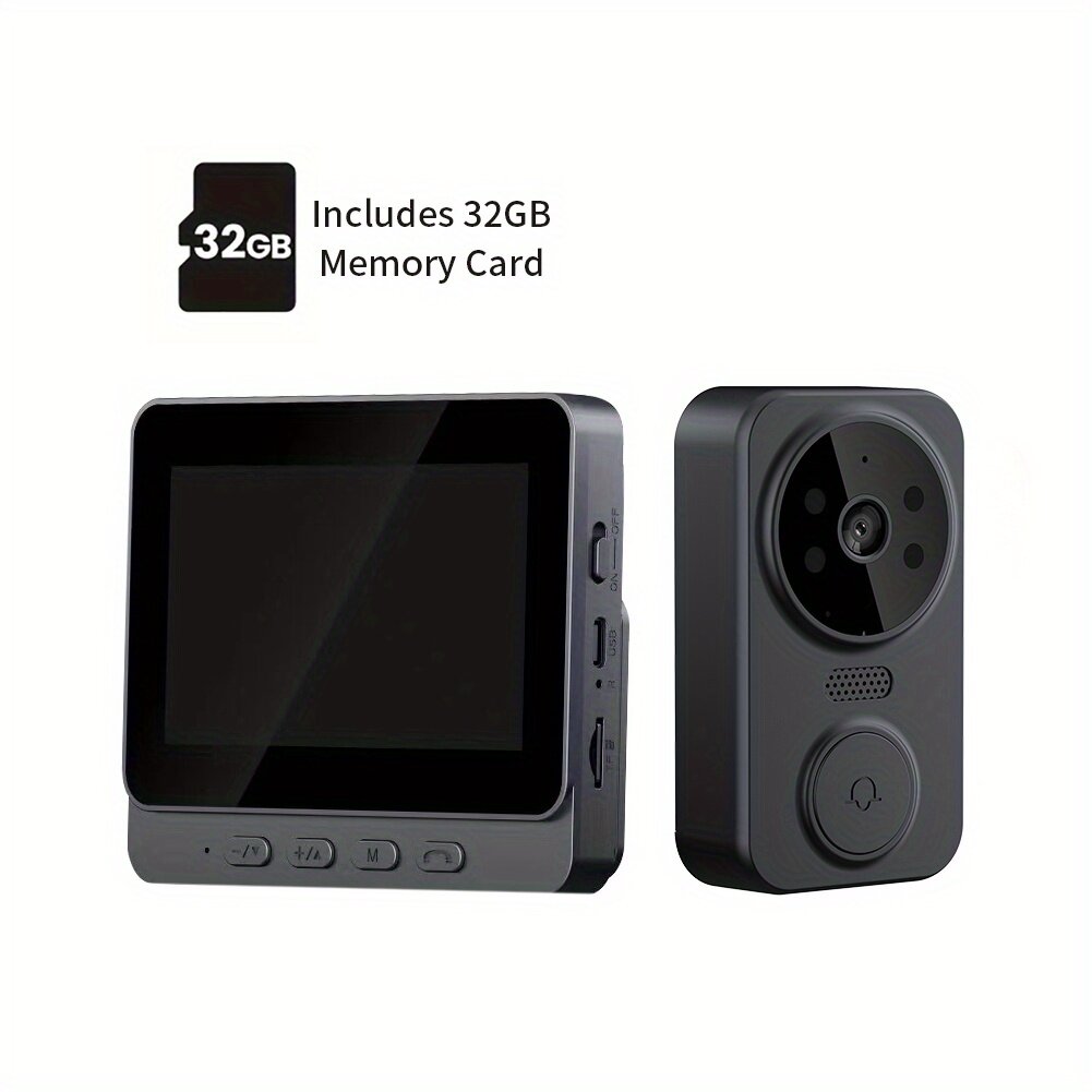 WiFi визуальный дверной звонок, беспроводной дверной звонок с камерой, HD видеозапись, оснащенный 4.3-дюймовым экраном для мониторинга в реальном времени.