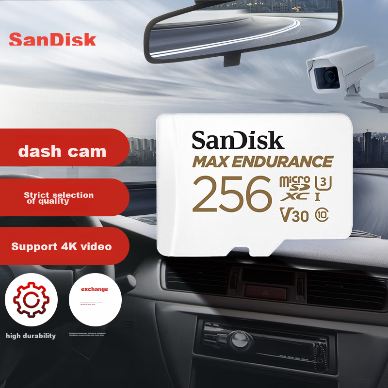 SanDisk 256GB TF (MicroSD) Memory Card, 4K V30 U3, Suitable for Home Surveillance And Dash Cam Memory Cards, Durable, Long Recording Time