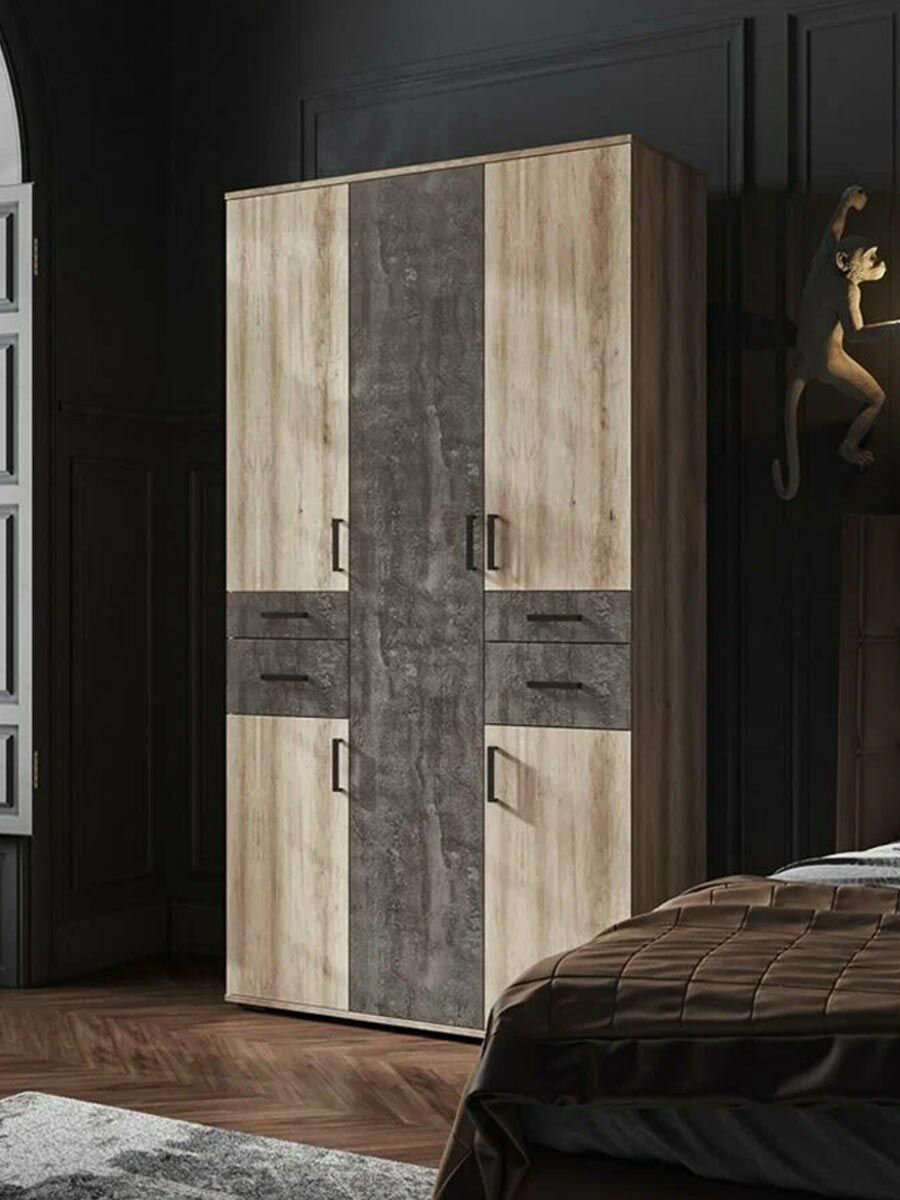 Шкаф Стендмебель Нельсон ШК 02 дуб каньон / железный камень, 2200x500x1200