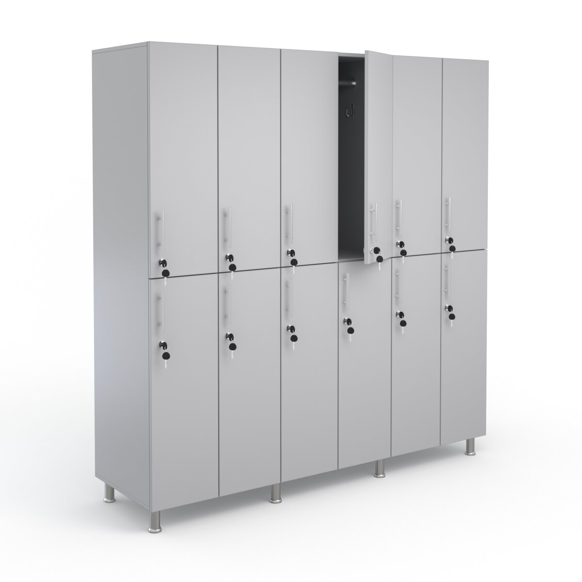 Шкаф для раздевалок 6-секционный 12ти-местный, Серый. Производитель товара - компания Westcom.