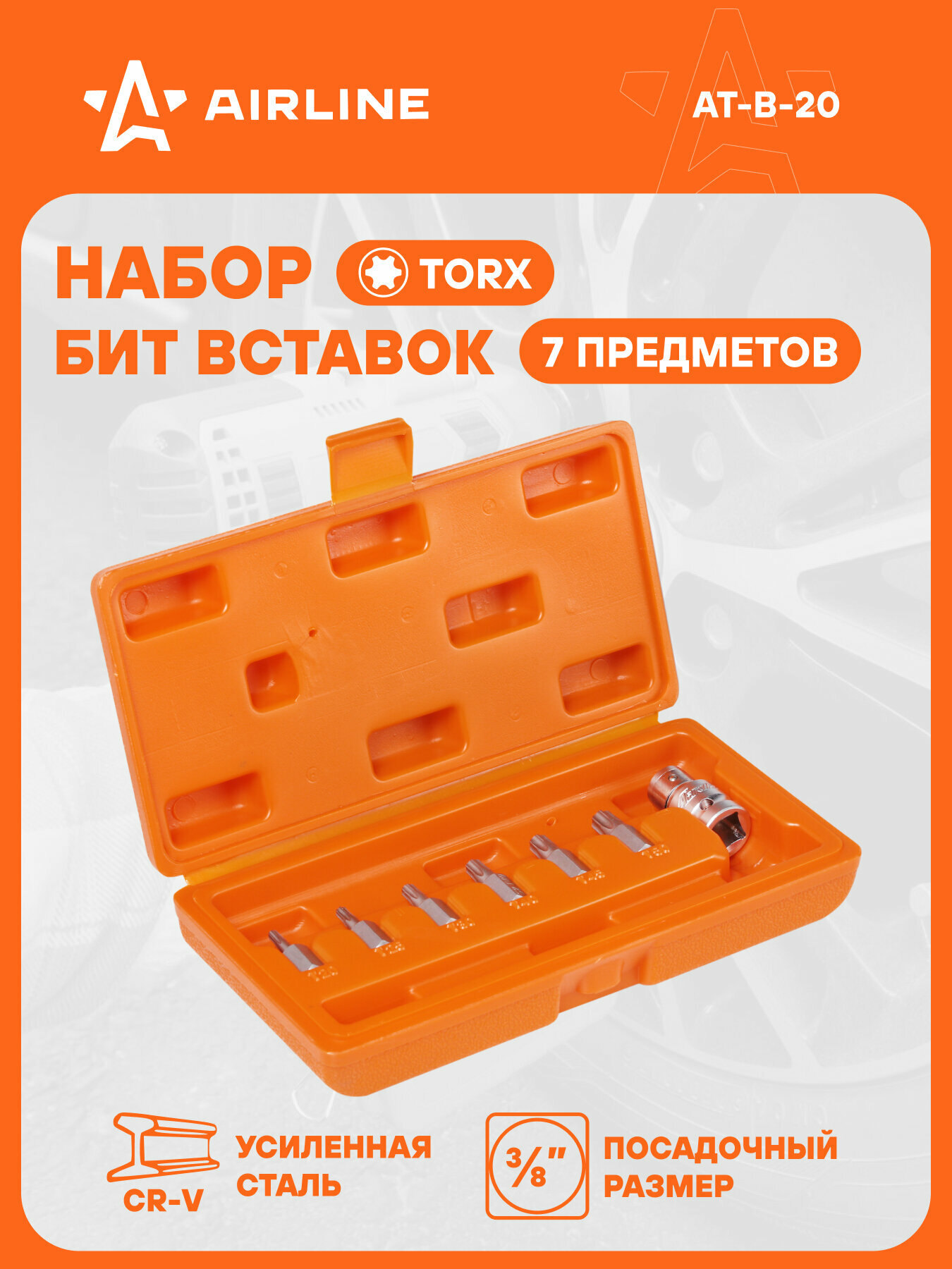 Набор бит для шуруповерта с держателем в кейсе AIRLINE AT-B-20