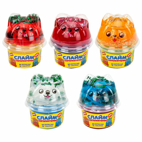 Слайм (лизун) с наполнителем, 200 г, ассорти 5 видов, JOLLY JOT (джоли джот), 665948