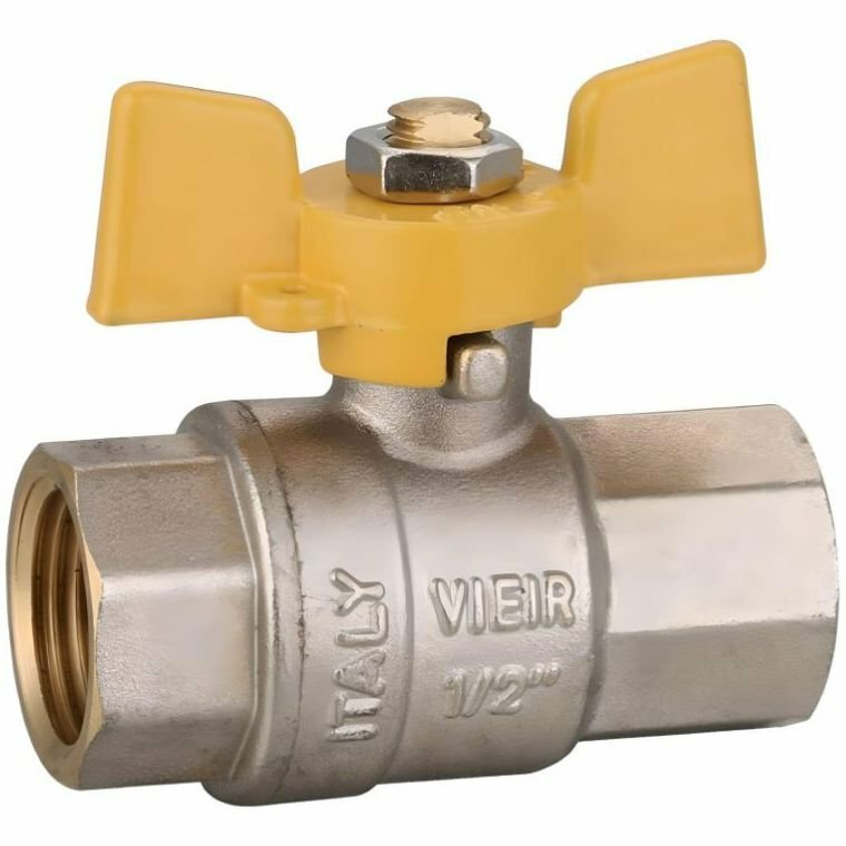 Газовый кран шаровой Vieir VRQ210-03 фланцевый латунь 1 дюйм для газа хром