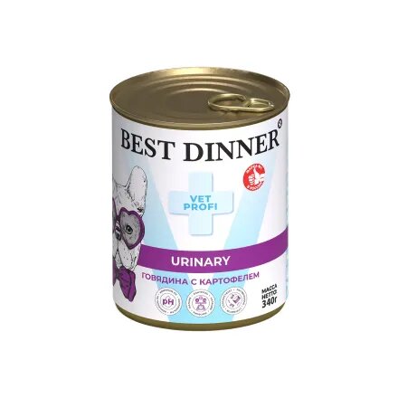 Влажный корм для собак (консервы) Best Dinner Exclusive Vet Profi Urinary Говядина, 340 гр * 6 шт