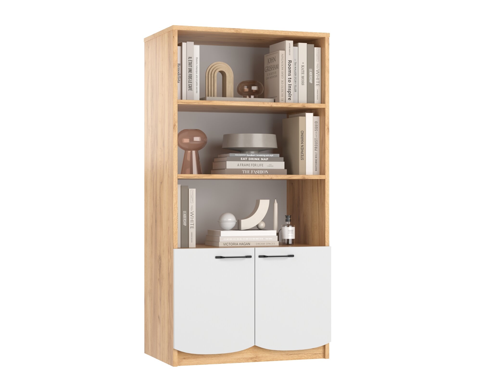 Стеллаж с полками "Амели 2.2" 60х120х40 дуб крафт золотой / белый