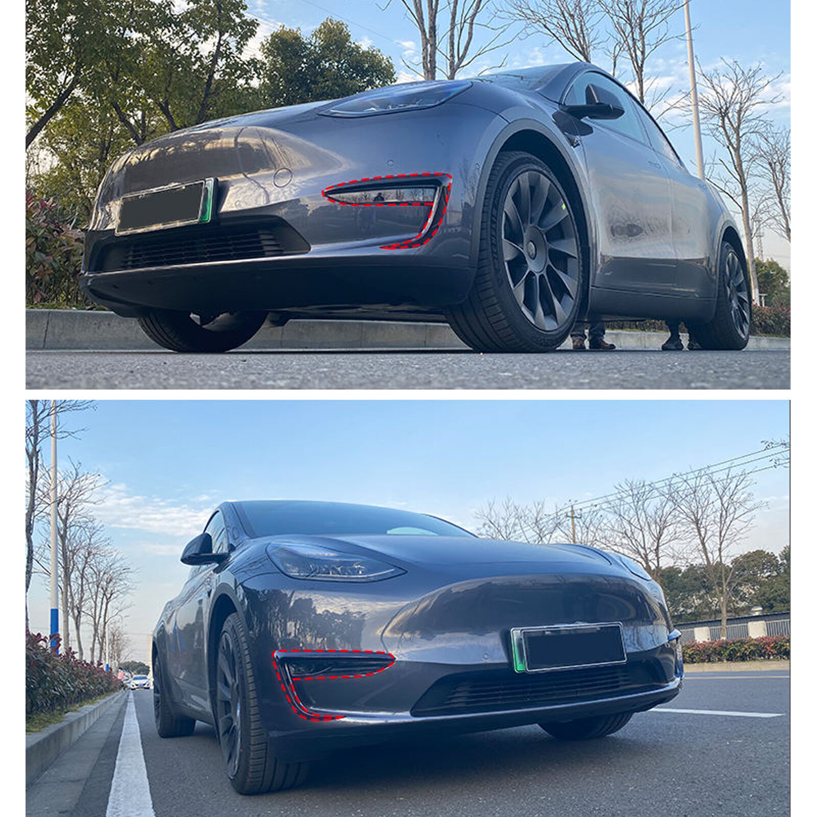 2 шт. передняя противотуманная фара отделка крышка рамка брови бампер спойлер отделка замена для Tesla Model Y 2020-2023 карбоновый стиль