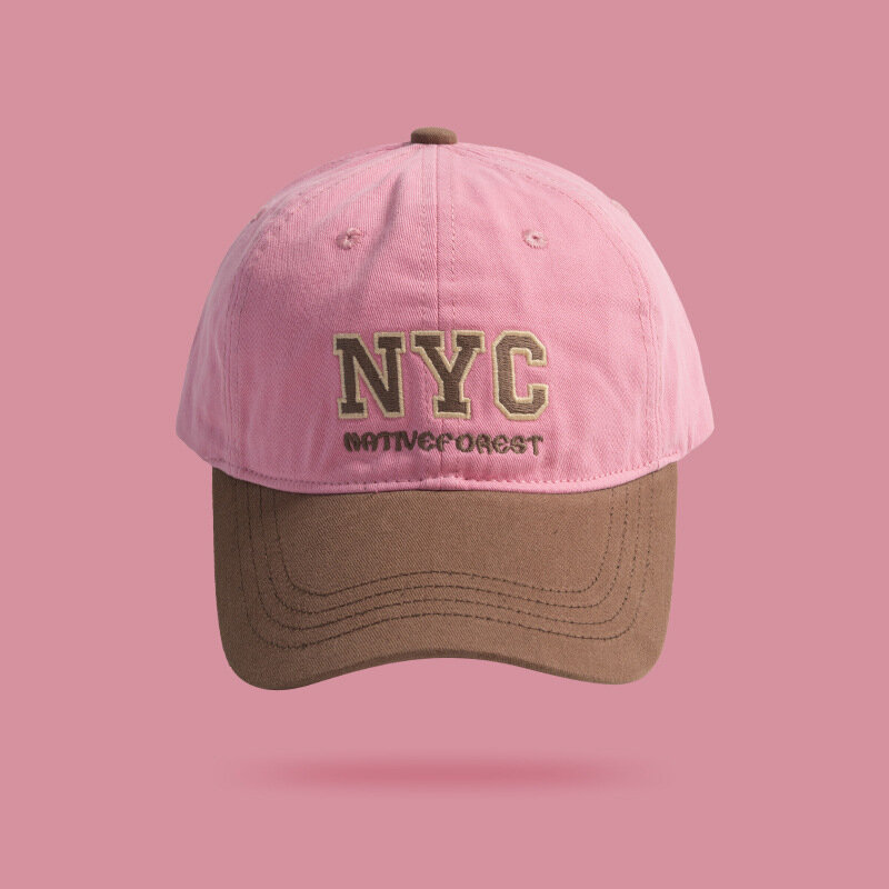 Японская бейсболка корейская версия кепки-утконоса модная осень новая контрастная цветная строчка вышитая надпись NYC маленькая свежая милая повседневная