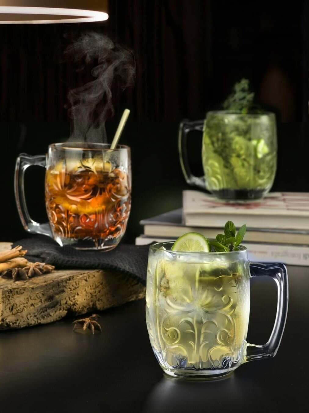 Кружка, бокал с ручкой, для коктейлей, пива RCR Luxion "Tattoo" 1 шт, 430 мл. Хрустальное стекло. Италия