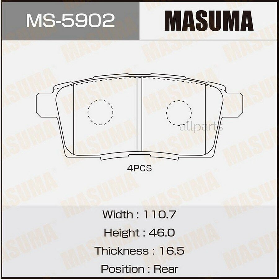 MASUMA MS-5902 Колодки задние MAZDA CX-7 MASUMA MS-5902