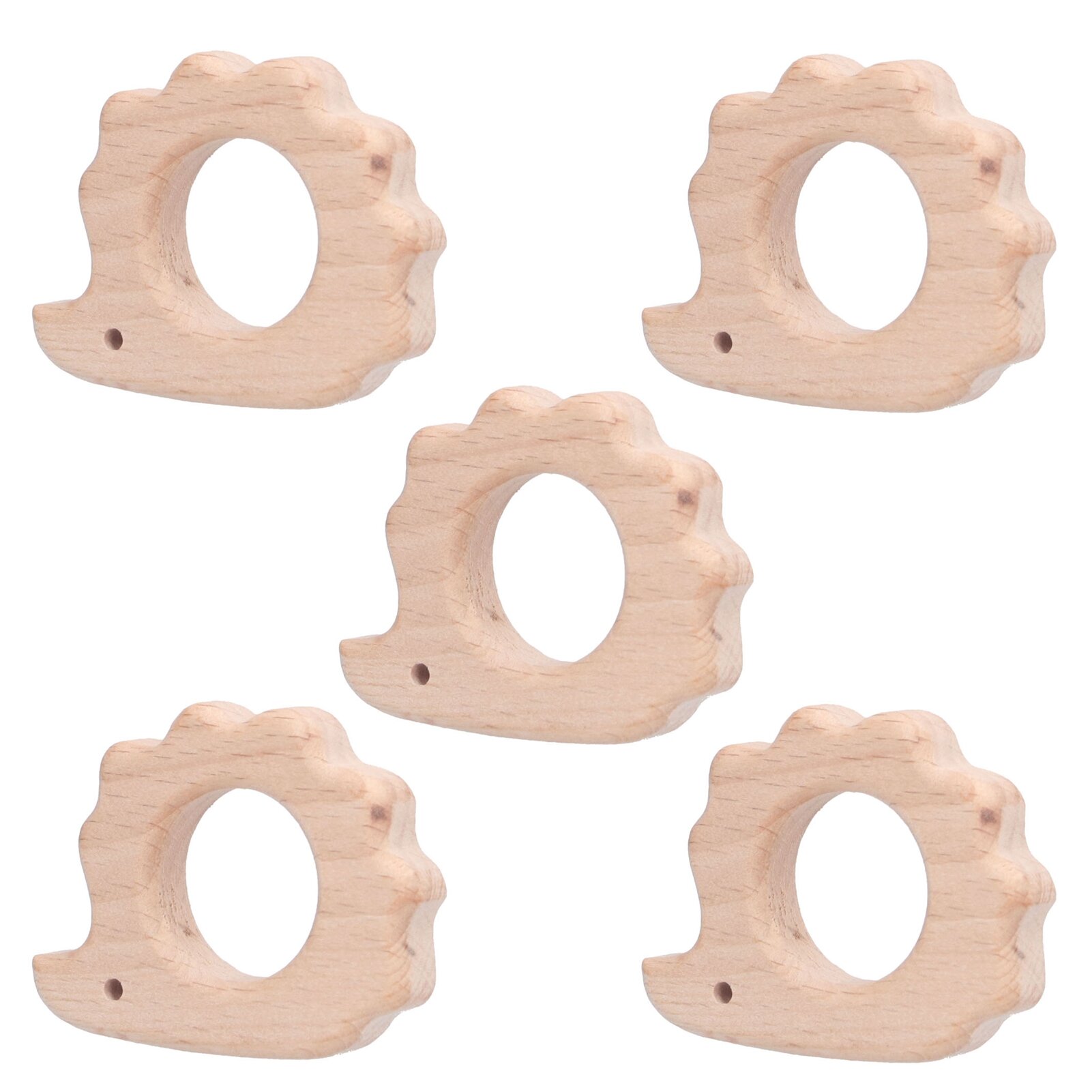 5Pcs Baby Teething Toys DIY HedgehogShape Beech Wood Handicrafts Pendant for Necklace Bracelet