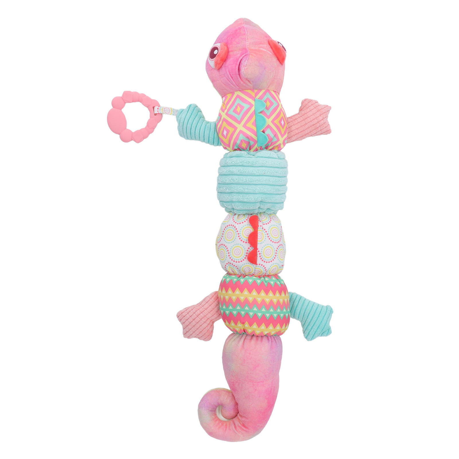 23in Multi Sensory Animal Crinkle Toy Plush Soothe Musical Stuffed Animal Activity Toy Pink