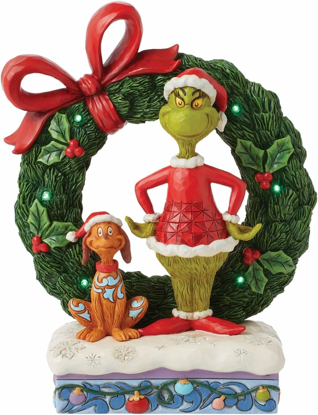 Коллекционная Фигурка Enesco Jim Shore - Фигурка Гринч и Макс + Светящийся венок - 6015210