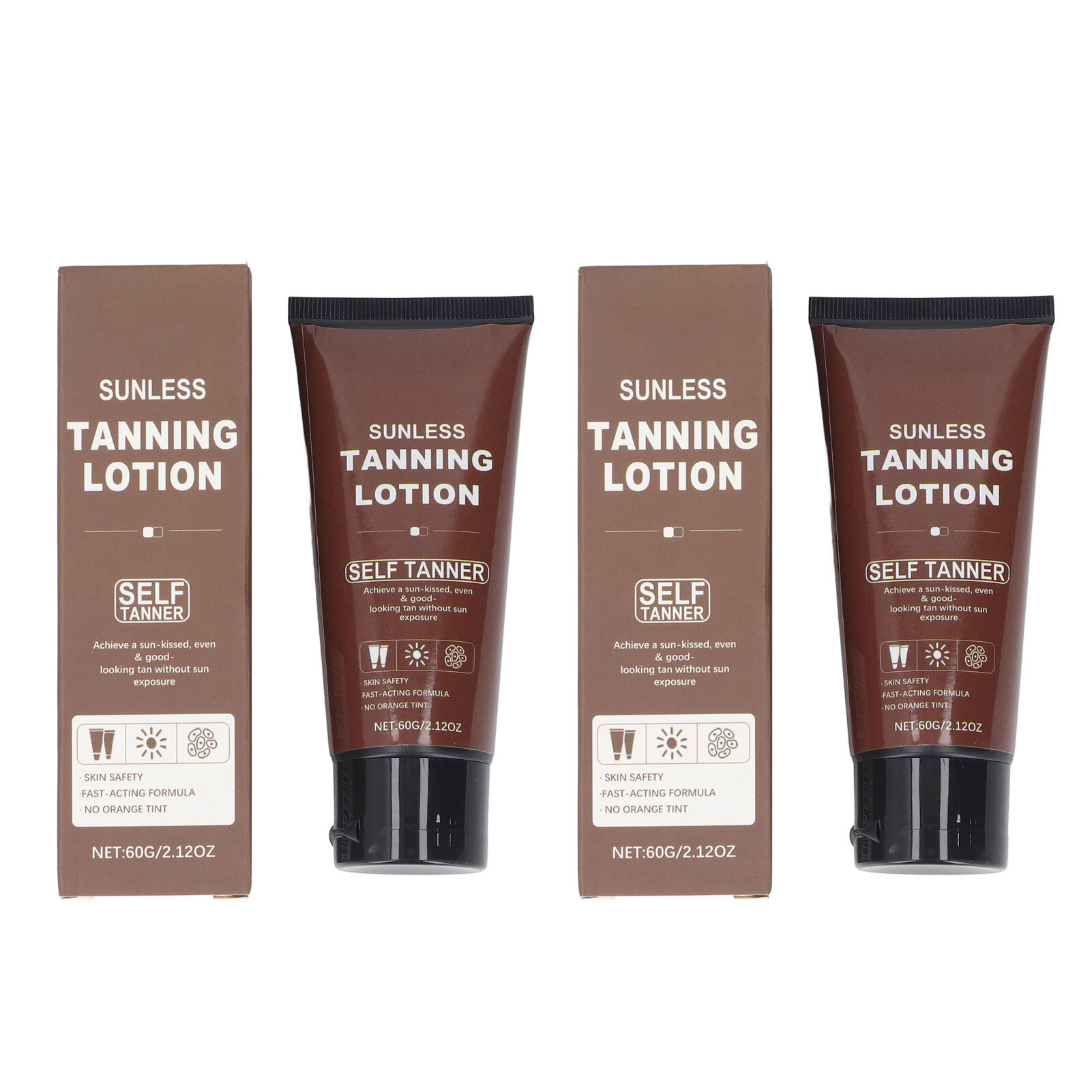 2 шт. Интенсивный лосьон для загара без солнца для кожи пшеничного бронзового тона, увлажняющий крем-автозагар 60 г