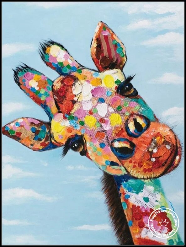 Алмазная мозаика на подрамнике "Художественное фото жирафа" круглые бриллианты 40х50см