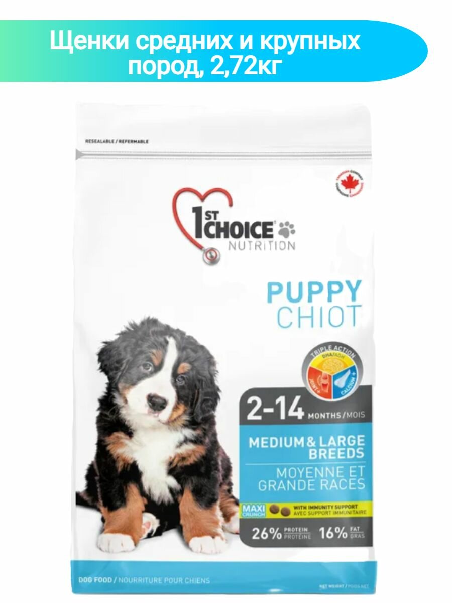 1ST CHOICE сухой корм для щенков средних и крупных пород курица 2,72кг