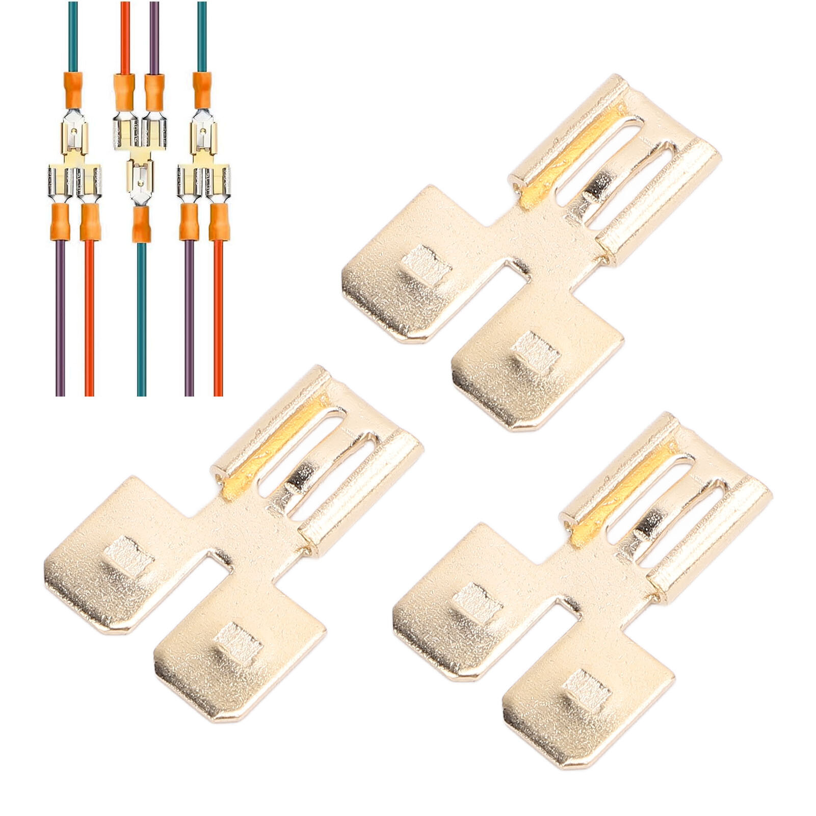 Двойной набор разъемов Piggyback Spade, быстроразъемный, неизолированный, автомобильный, электрический, 2-контактный, латунный, клеммный адаптер