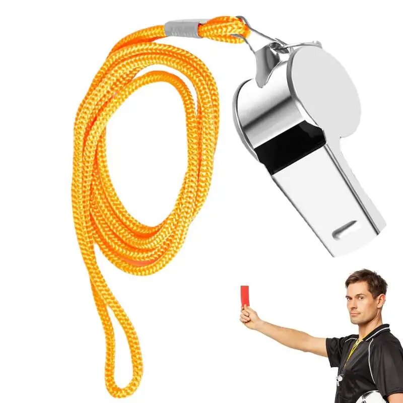 Металлический спортивный свисток со шнурком, никелированные свистки для футбола, баскетбола, черлидинга для взрослых, тренеров