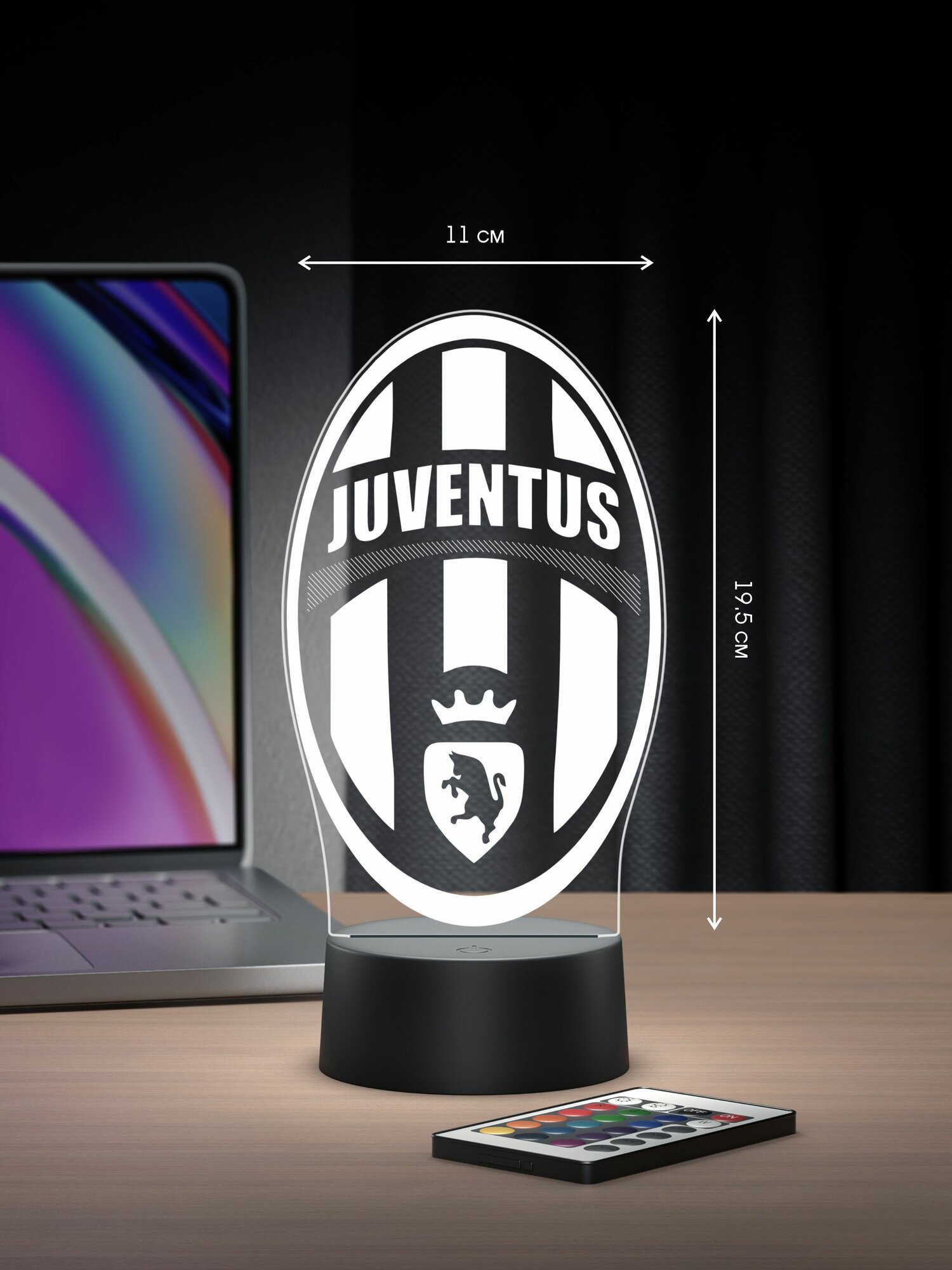 Ночник эмблема клуба Ювентус. 3D светильник Juventus, подарок болельщику.
