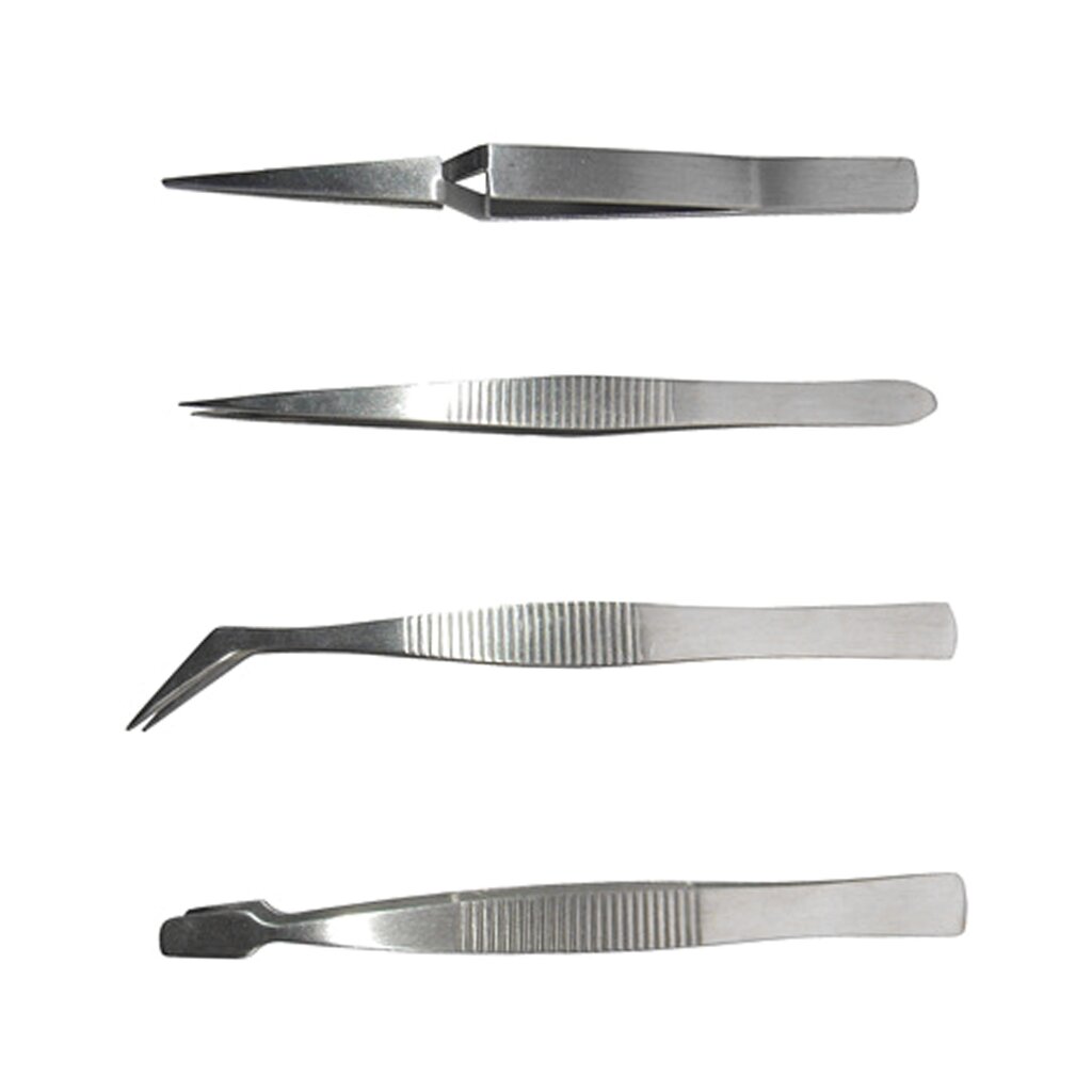 1 набор из 4 пинцетов с заостренным носиком, с заостренным носиком, изогнутым носиком, набор пинцетов с плоской головкой-набор из 4 предметов