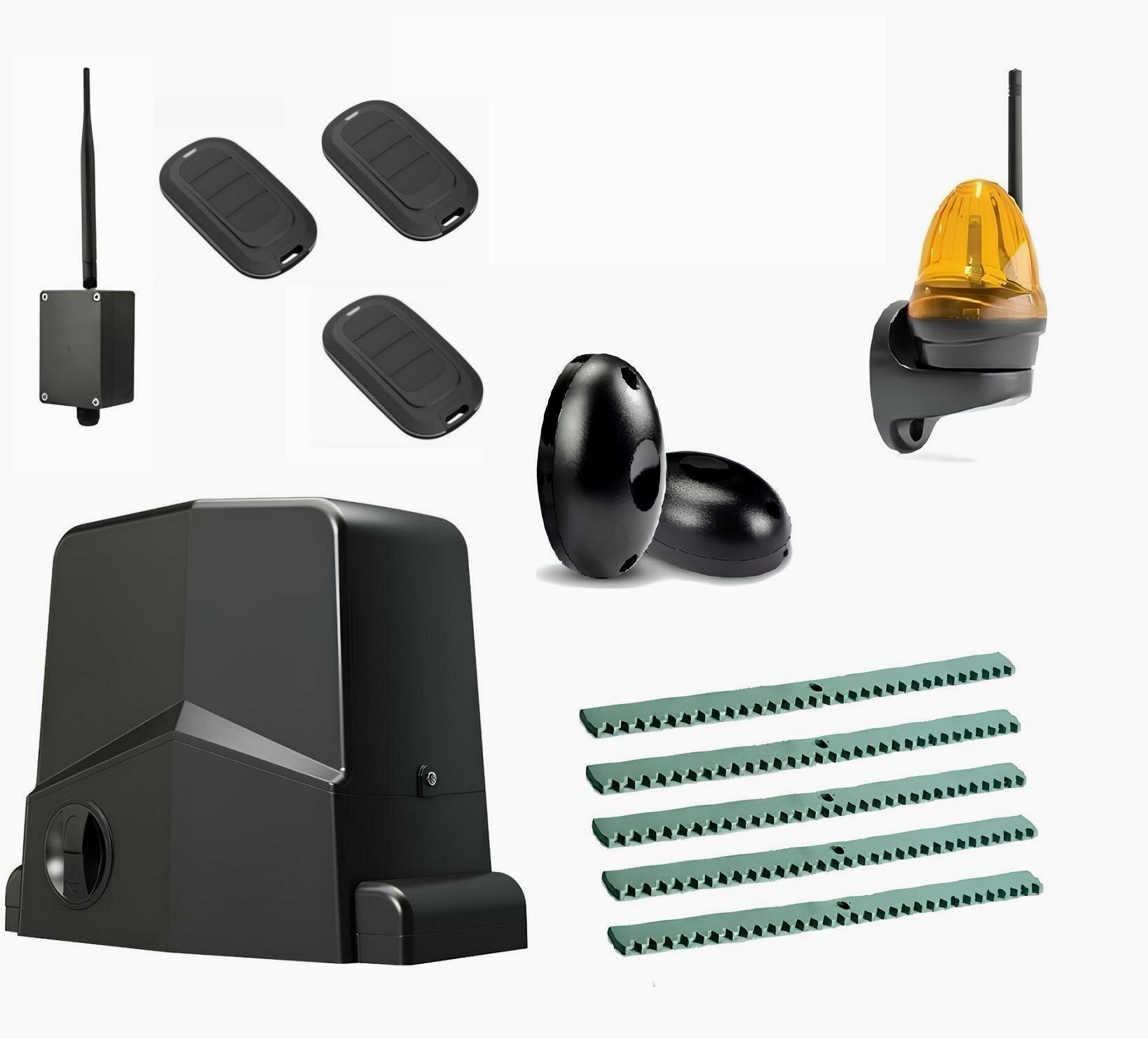 Автоматика для откатных ворот ARW-1000MKIT FULL5-K-BT-Т3, комплект: привод, 3 пульта, лампа, фотоэлементы, 5 реек, Bluetooth-модуль