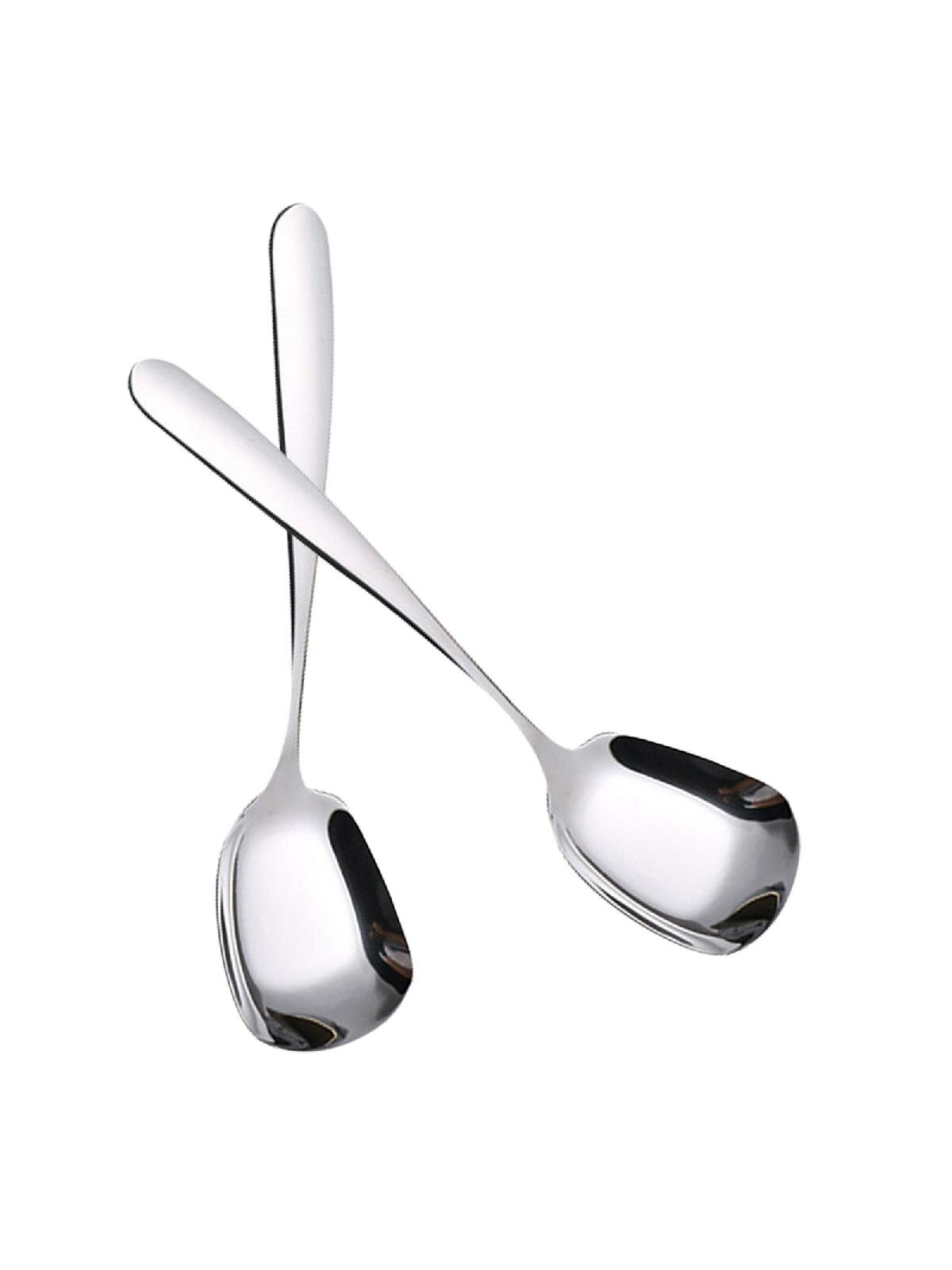 Набор из 2 современных ложек с квадратной головкой из нержавеющей стали для качественной жизни