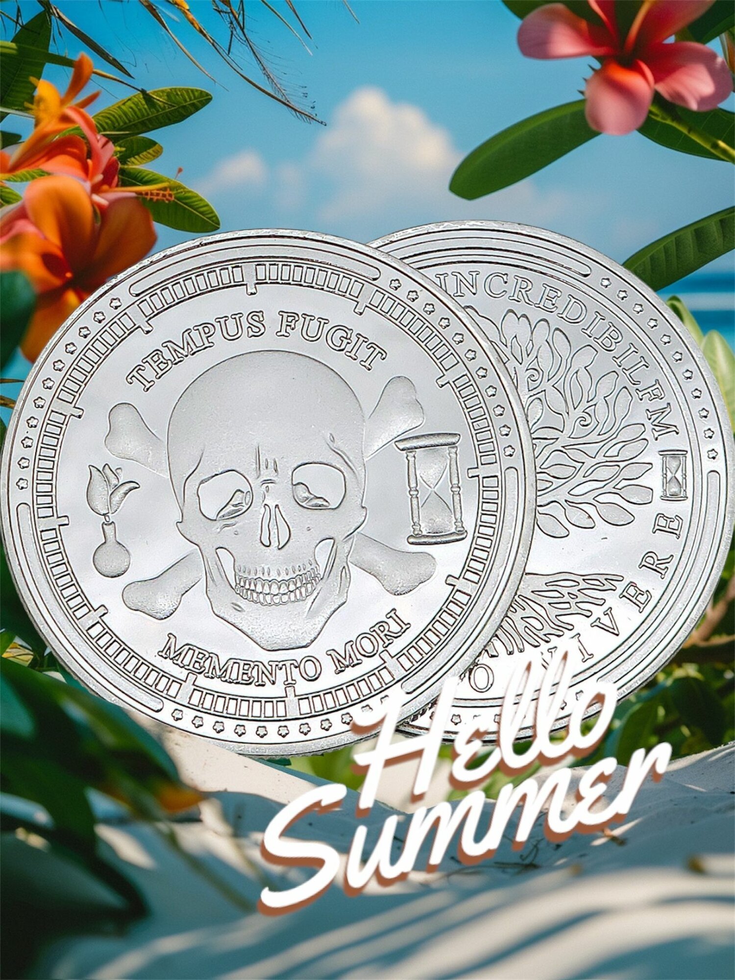 Сувенирная монета 4054 Череп и Древо Жизни серебро