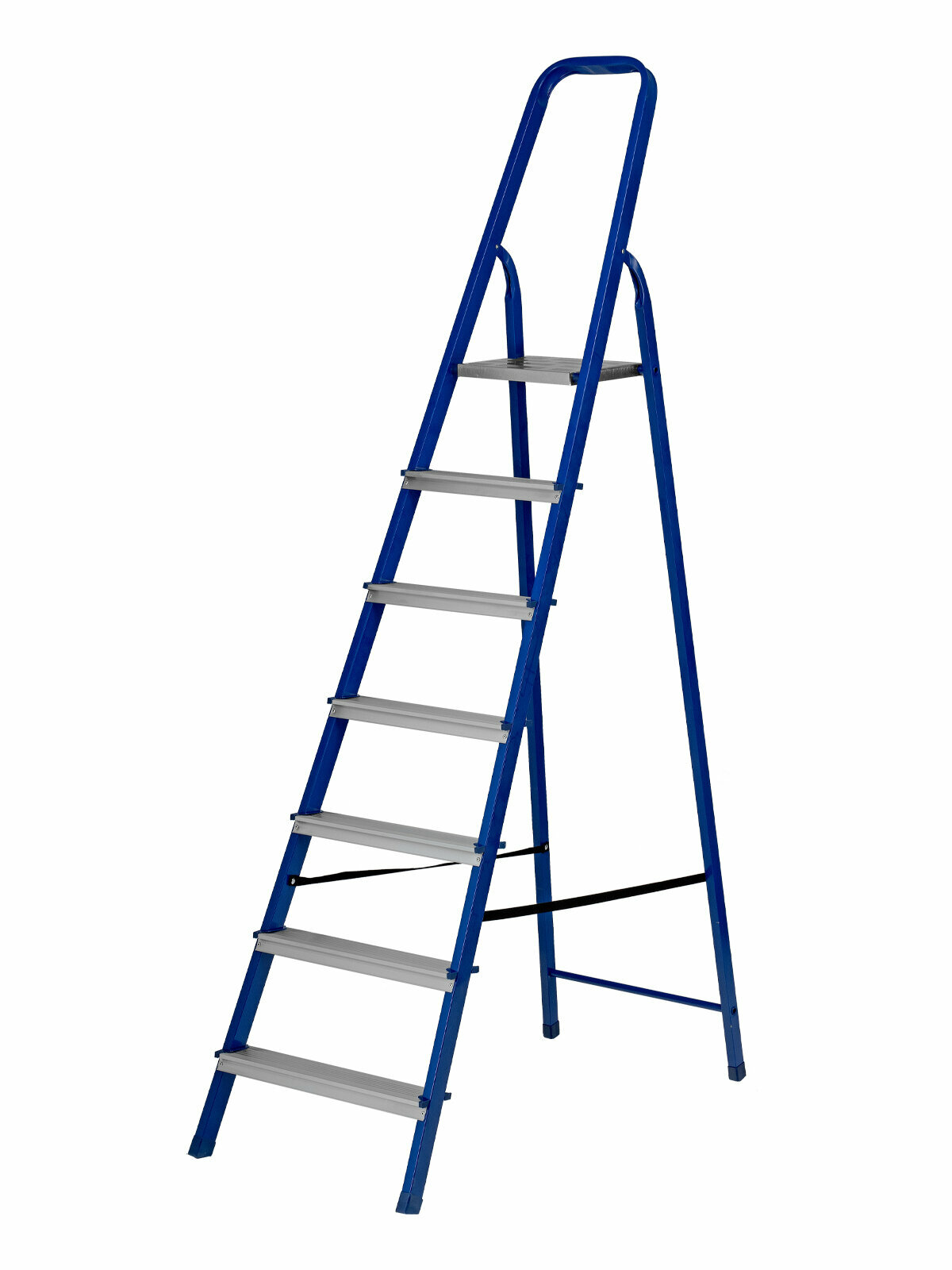 Стремянка 7 ступеней Сибртех, 150 кг максимальная нагрузка и 344.8 см рабочая высота, стальная с алюмин. ступенями 97957