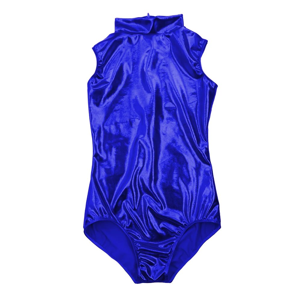 Женский балетный блестящий боди Speerise из металлического спандекса Синий, XXXL, Синий