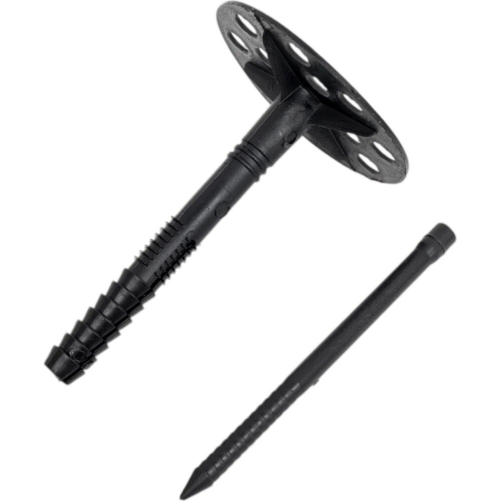 Дюбель для теплоизоляции ООО "Тэмпо-Метиз" с пластиковым гвоздем, 10х90 мм, черный, 50 шт, термоизоляционных