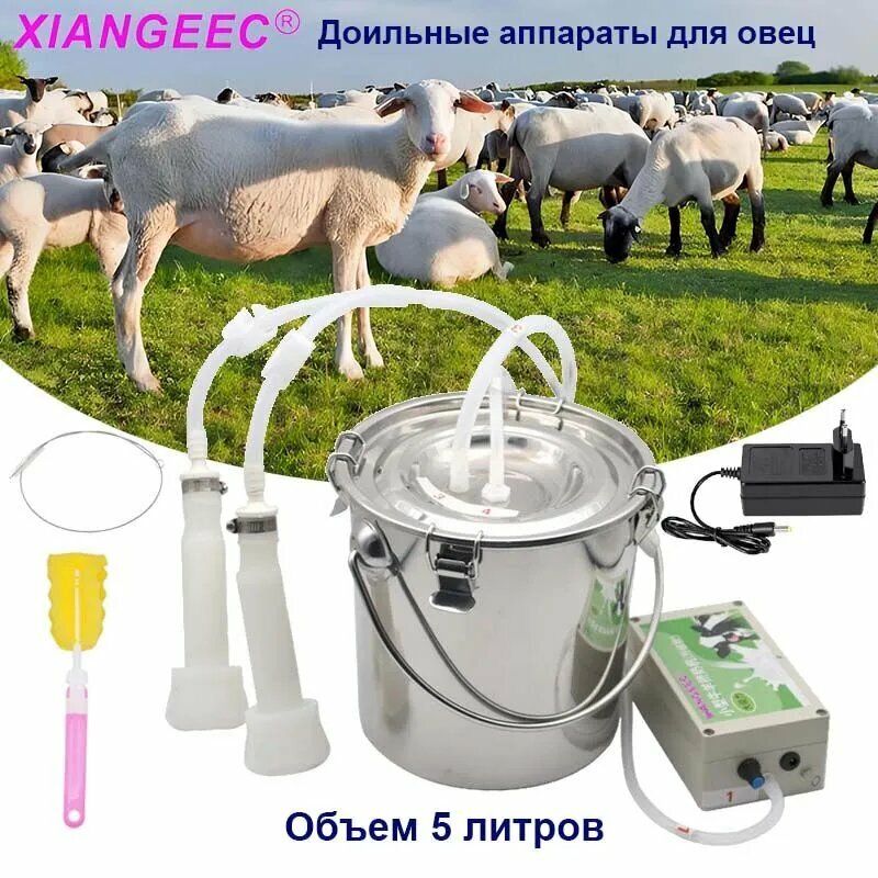 Доильный Аппарат, для Коз, с Пульсатором, Ковш из Нержавеющей Стали, 5л