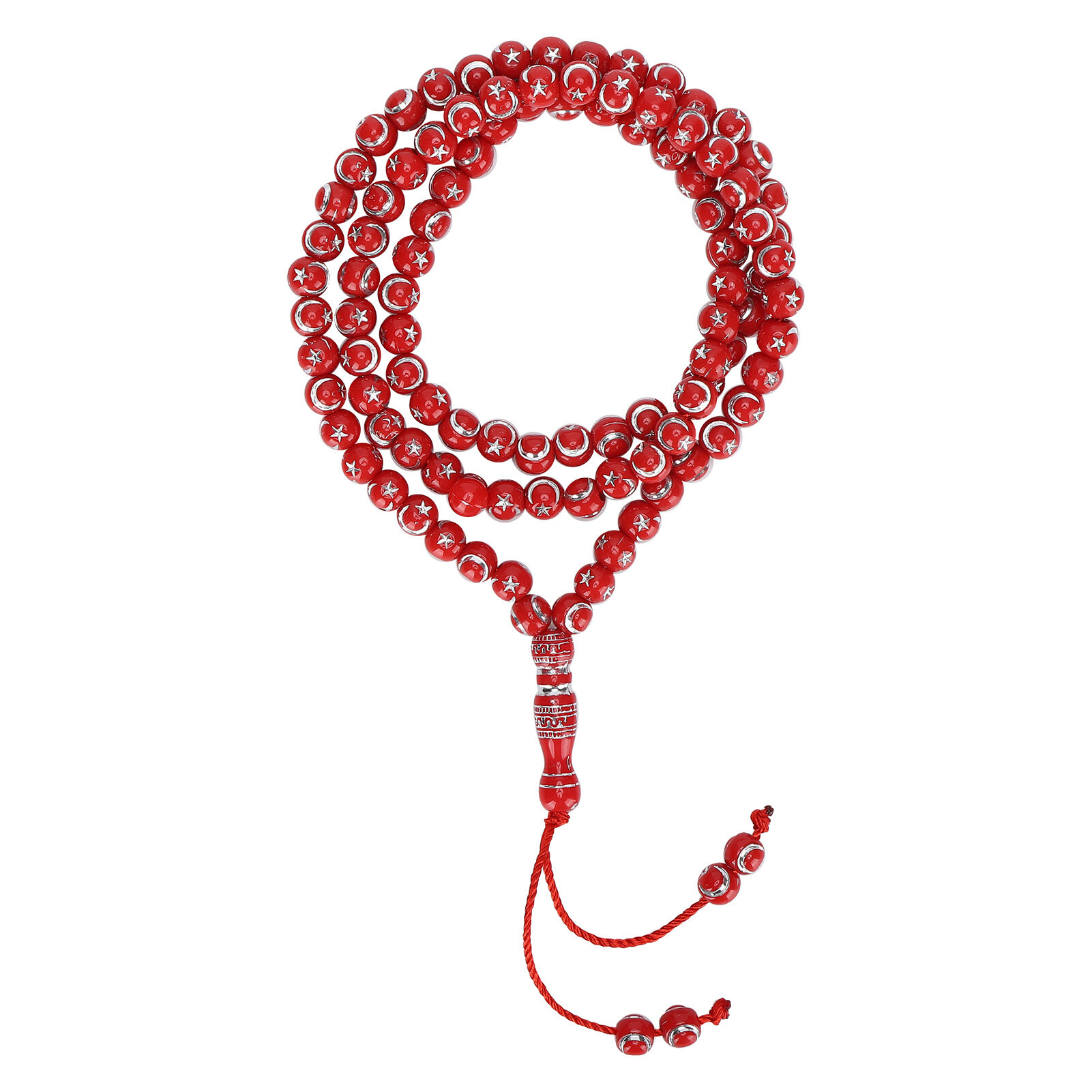 Мусульманские четки, исламский молитвенный инструмент, 99 гран, золочение, религиозная статья, красный