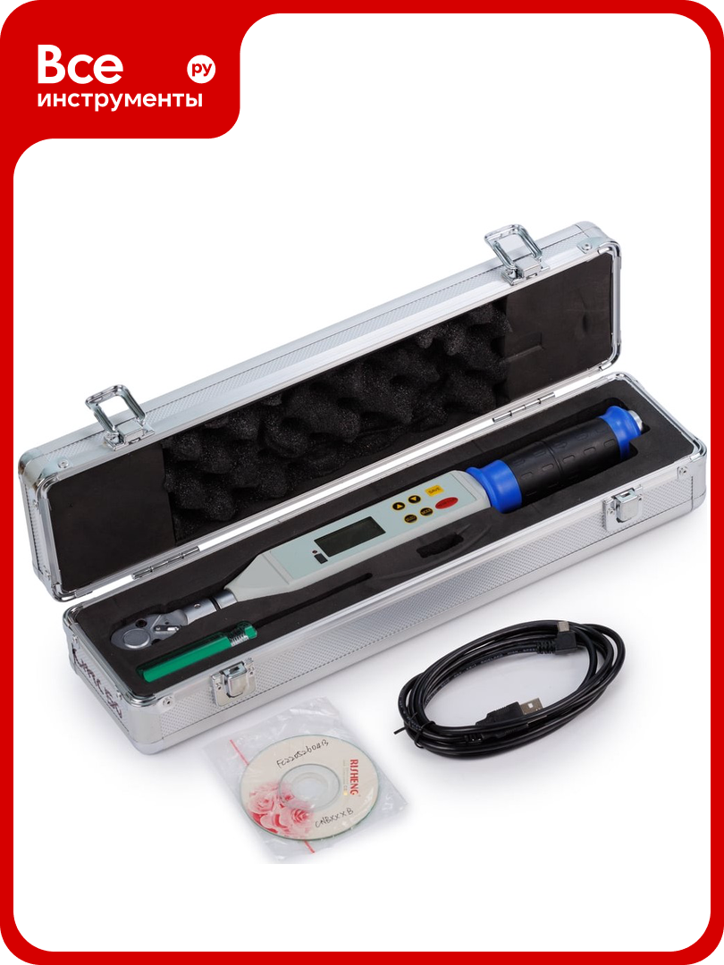 Динамометрический электронный ключ c USB CMT 40-200 Нм, градация 0.1 Нм, ЖК-дисплей, +/-1%, 1/2" CMTC-200B