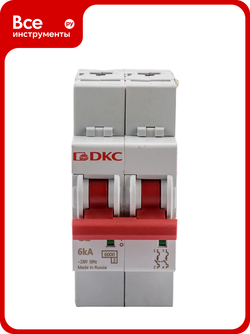 Автоматический модульный выключатель DKC YON MD63 2P 2А C 6kA MD63-2C2-6, для применения электрических цепях, 2 А, 400 В