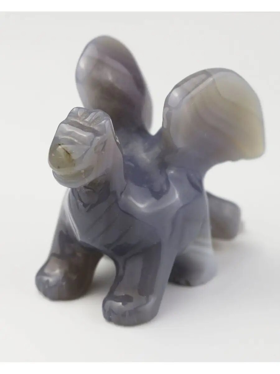 Дракон с крыльями из натурального камня Агат серый 7,5 см