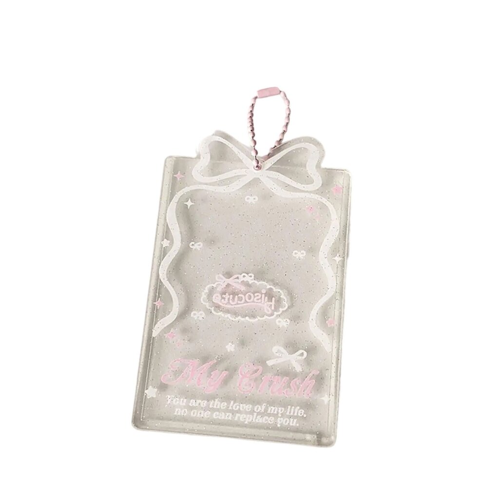 3-дюймовый держатель для фотокарточек Прозрачный акриловый футляр для карточек с бусинками на цепочке Рукава для фотокарточек Водонепроницаемая защита для карт