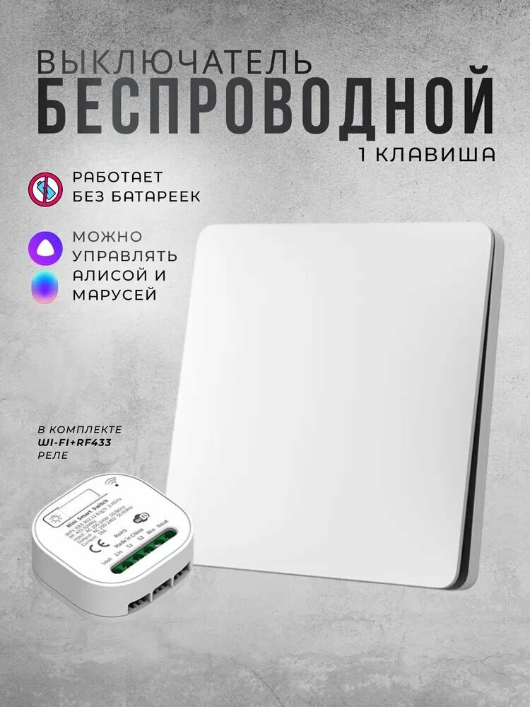 Беспроводной выключатель с Wi-Fi и RF433мГц одноклавишный, умный кинетический беспроводной выключатель 1 шт + умное реле