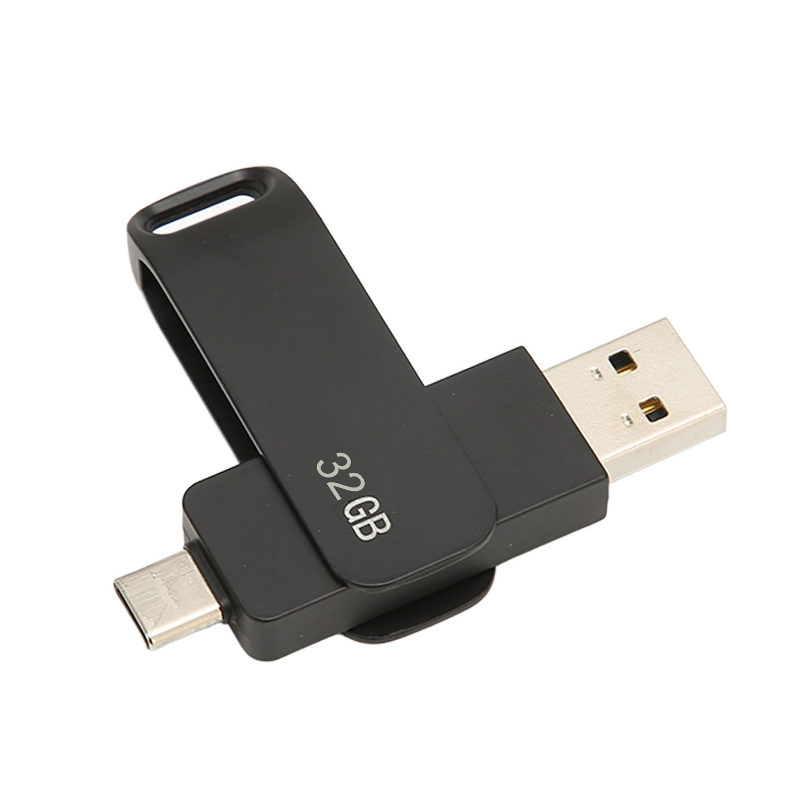 Память с памятью телефона USB 3.0 Тип C 2 в 1 металлический вращающийся портативный флэш -накопитель для планшетов Хранение черное 32 ГБ